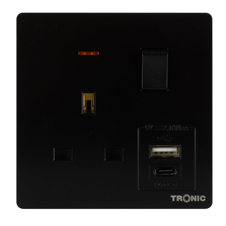 Single Switch Socket with USB + Type C – TRONIC UGANDA LIMITED