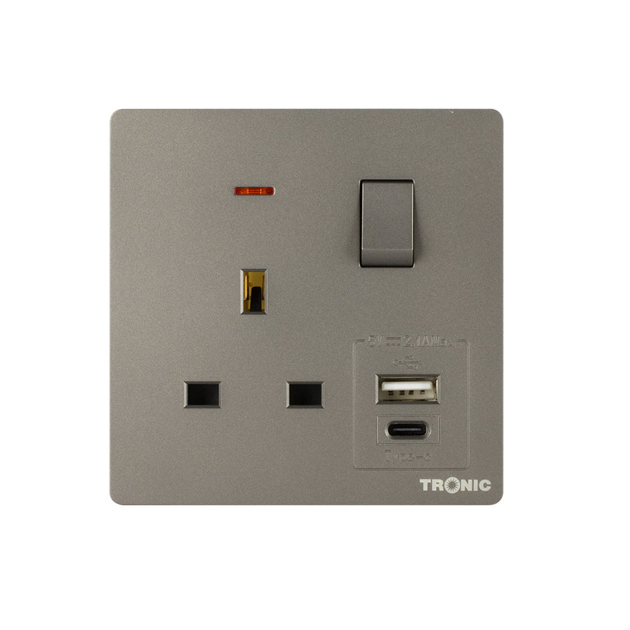 Single Switch Socket with USB + Type C – TRONIC UGANDA LIMITED